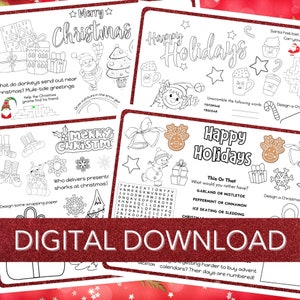 Printable Christmas Activity Sheet Placemats for Kids, Instant Download ...