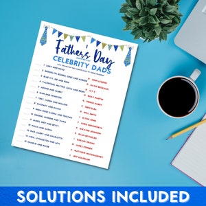 Printable Father's Day Game, Father's Day Celebrity Dads Quiz, Family ...