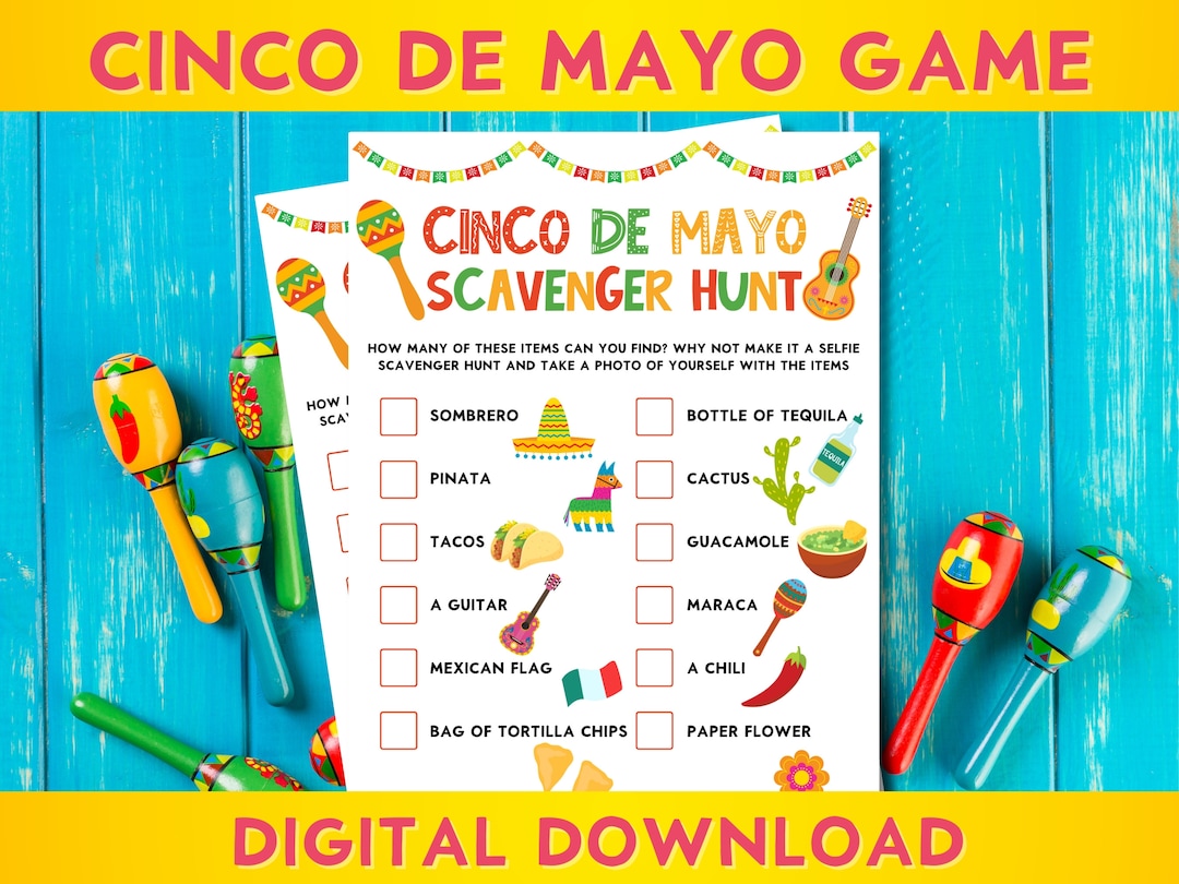 Cinco De Mayo Printable Scavenger Hunt, Fiesta Party, Family Game Night ...