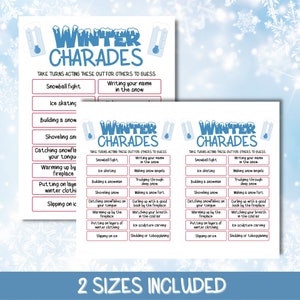 Winter Charades Game, Party, Family Activities, Classroom, Wintertime ...