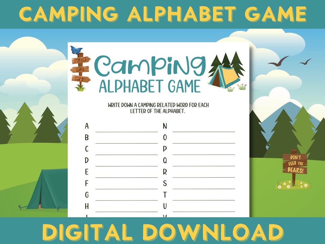 Camping Alphabet Game, Printable Camping Trip Game, Summer Camp, Family ...