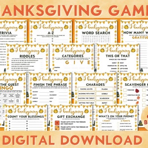 Printable Thanksgiving Games and Activities Bundle, 14 Games and ...