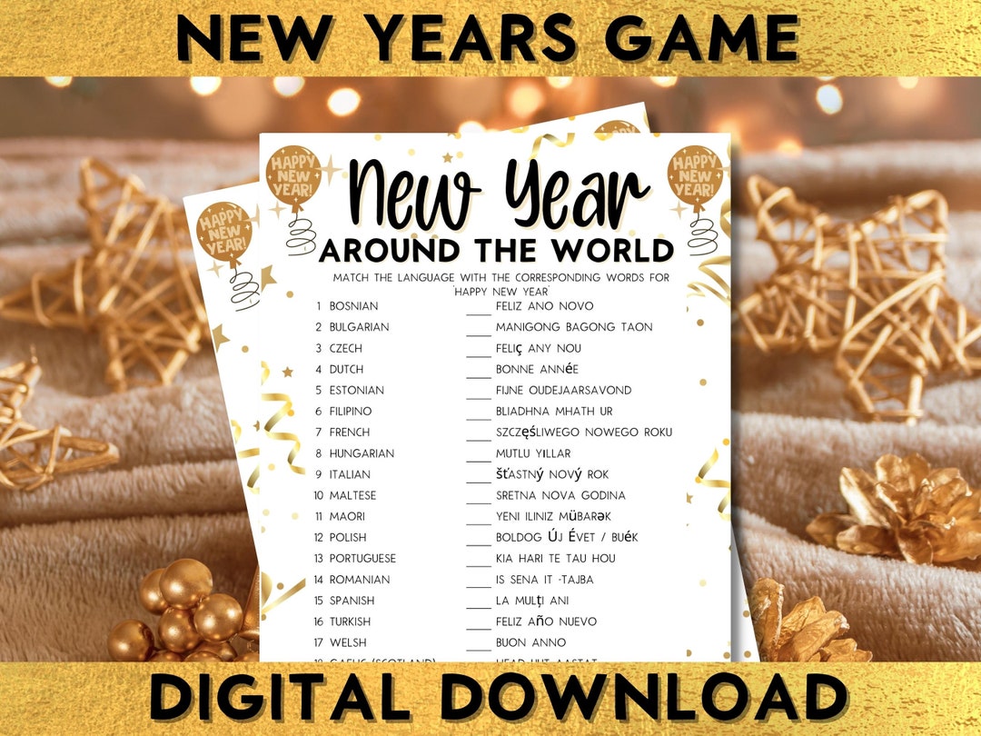 New Year's Eve Party Game, Around the World Printable Game, Languages ...