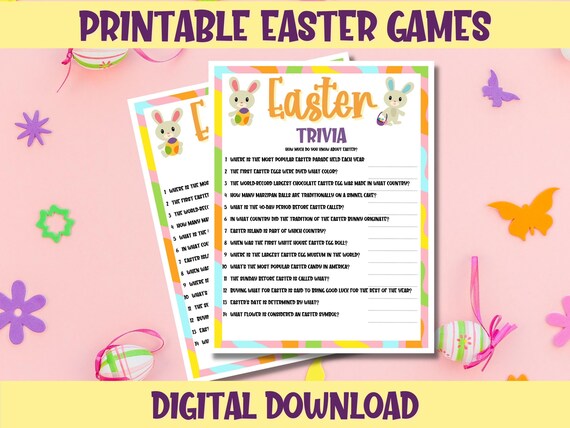 Printable Easter Trivia Game Quiz Fun for Children and | Etsy