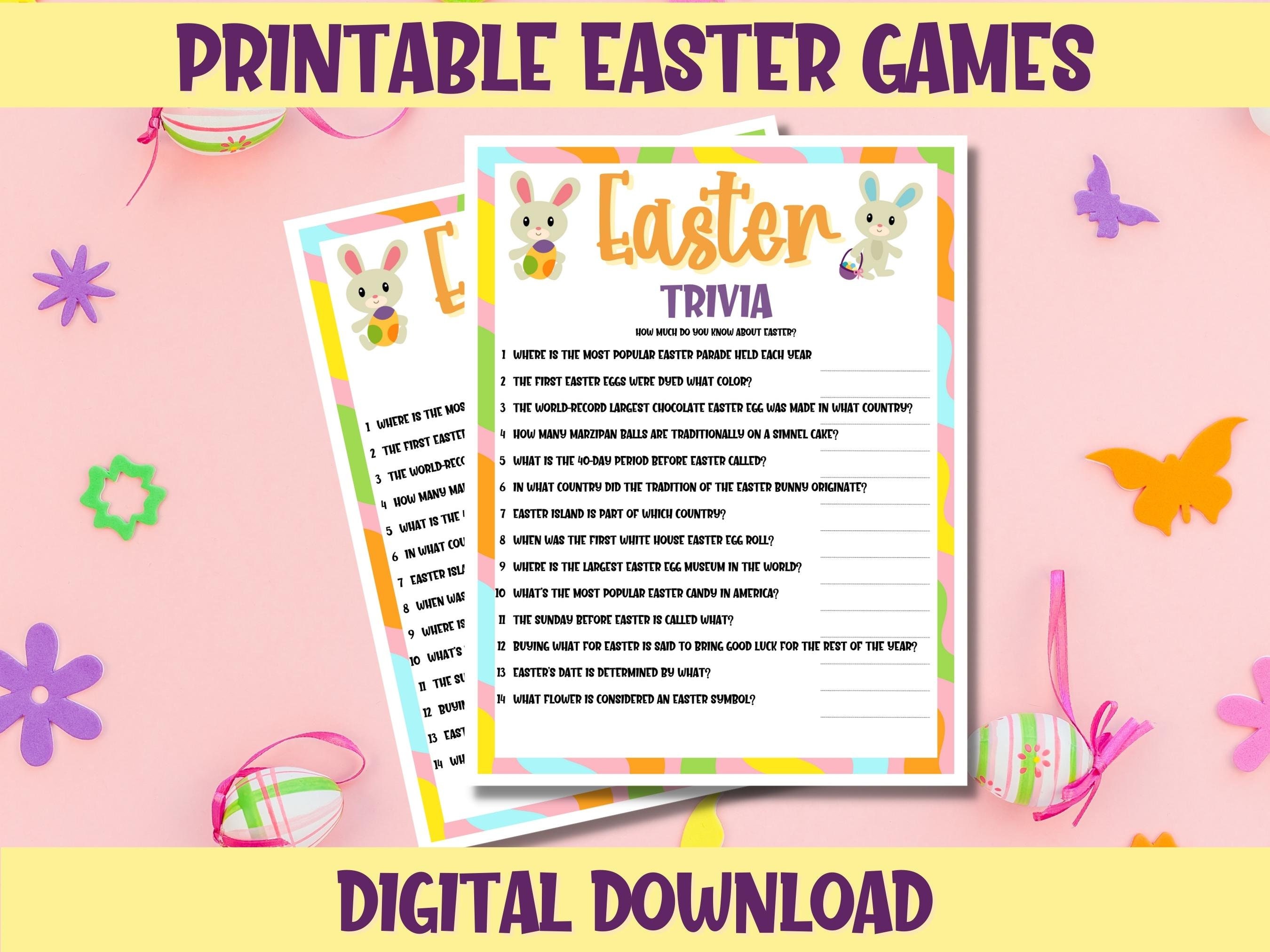 Printable Easter Trivia Game, Quiz, Fun for Children and Adults ...