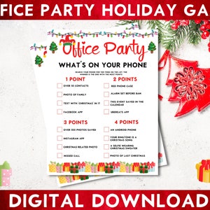 Printable Office Party What's on Your Phone Holiday Game, Christmas Work Party, Coworkers ...