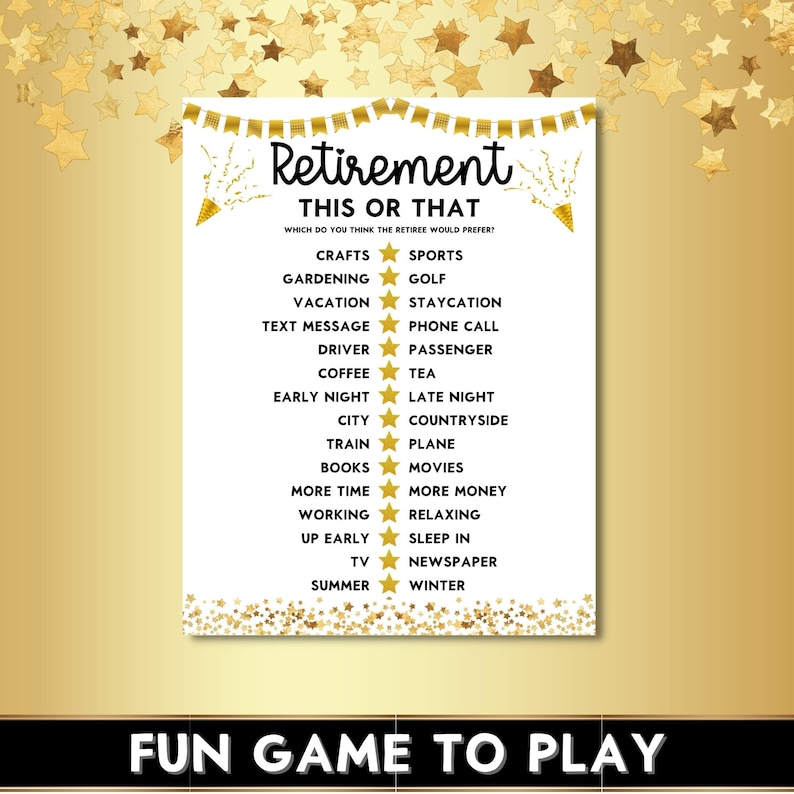 Printable Retirement Party This or That Game, Icebreaker, Work Party ...