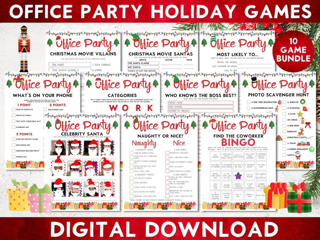Printable Office Party Holiday Games Bundle Christmas Work - Etsy