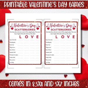 Printable Valentine's Day Scattergories Party Game, Instant Download - Etsy