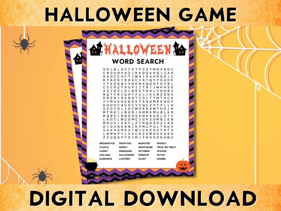 Printable Halloween Word Search Game Party Game Classroom - Etsy