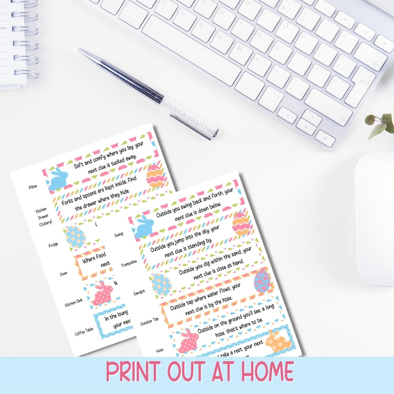 Printable Easter Egg Hunt Clues, 72 Rhyming Indoor Outdoor Game ...