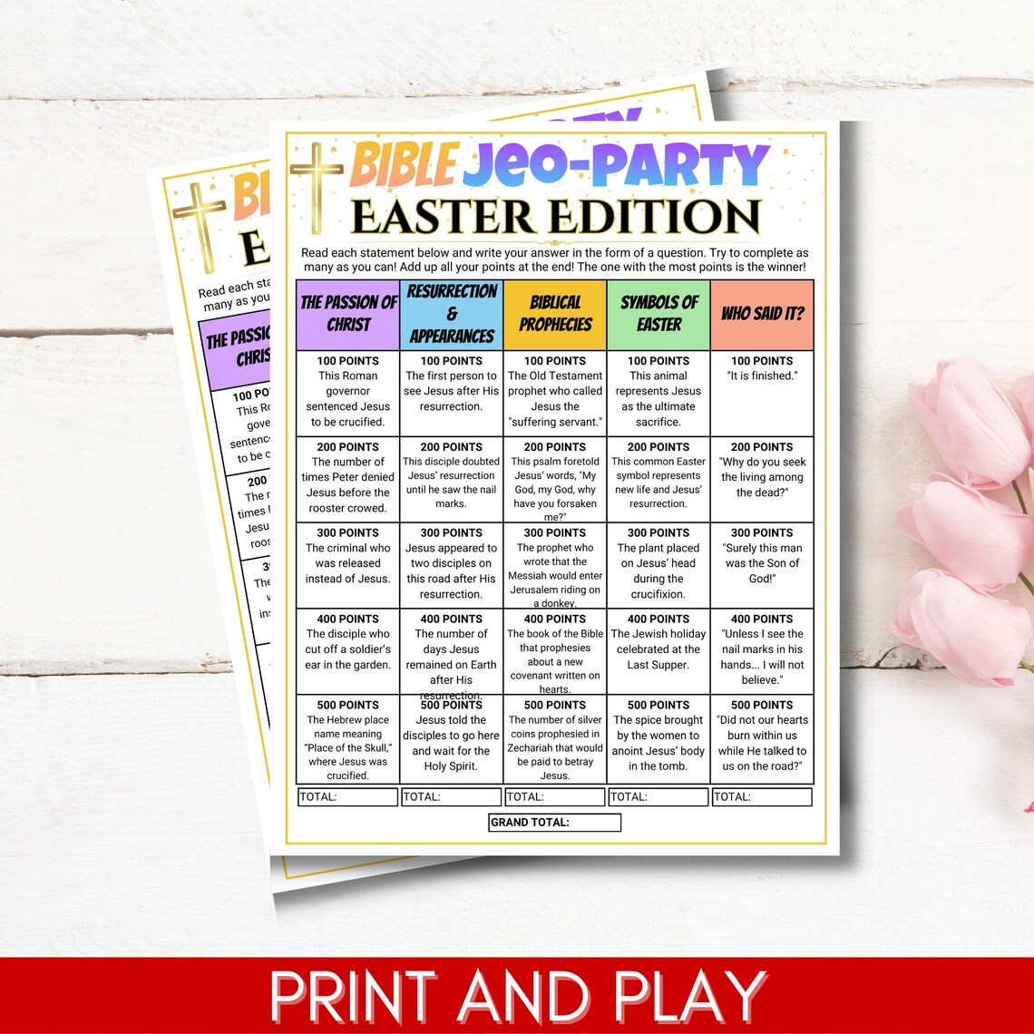 Bible Jeopardy Game Easter Edition, Fun Bible Trivia for Family ...