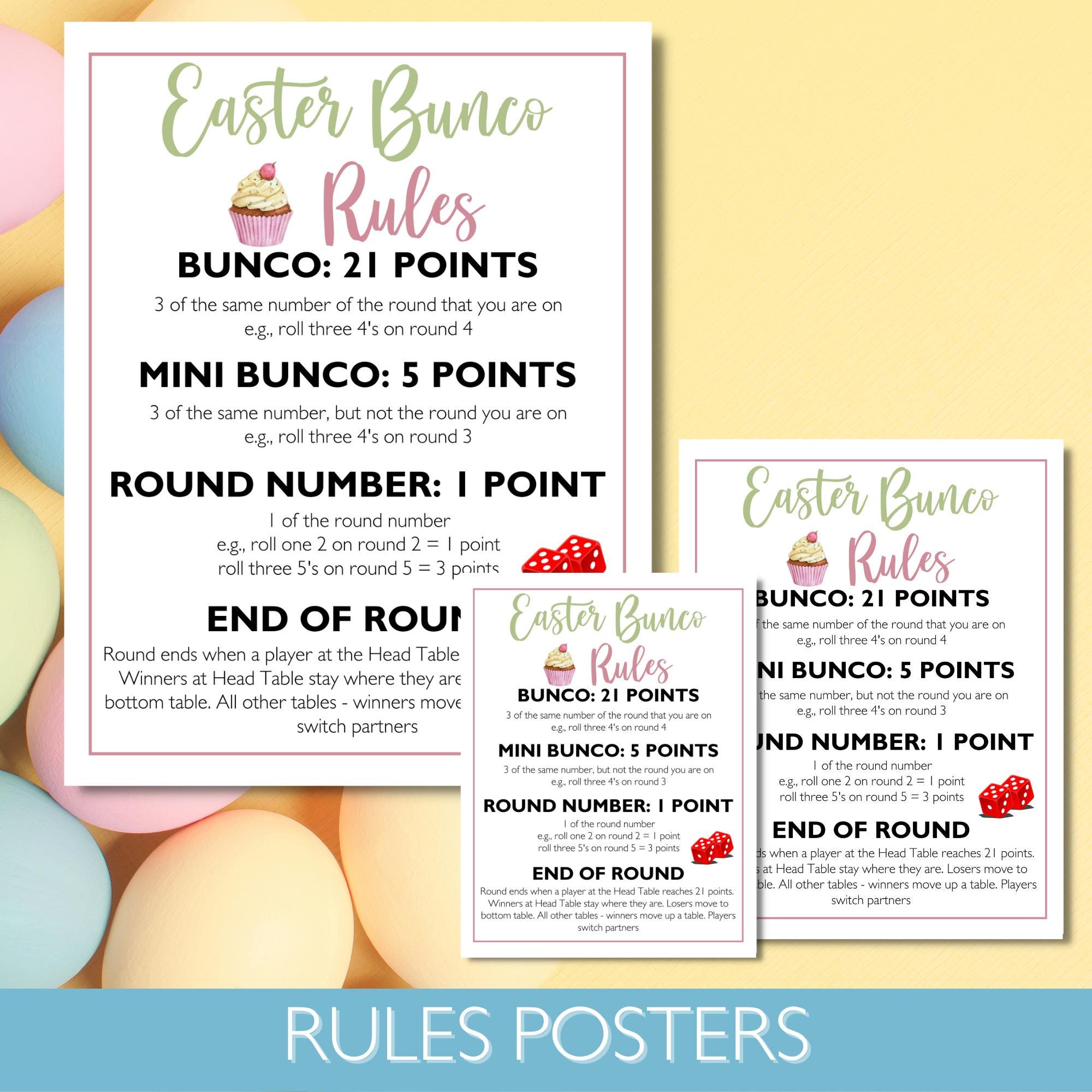 Easter Bunco Score Sheets, Printable Bunco Game, Spring Bunco Party ...