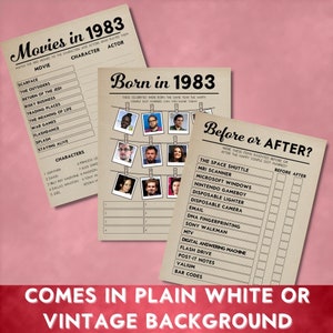 42nd Anniversary Party Games, Married in 1983, Fun Printable Games for ...