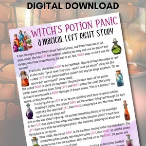 Halloween Left Right Game, the Witch's Potion Panic, Fun Printable Game ...
