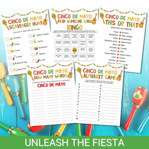 Cinco De Mayo Games Bundle, Fiesta Party, Family Game Night, Mexican ...