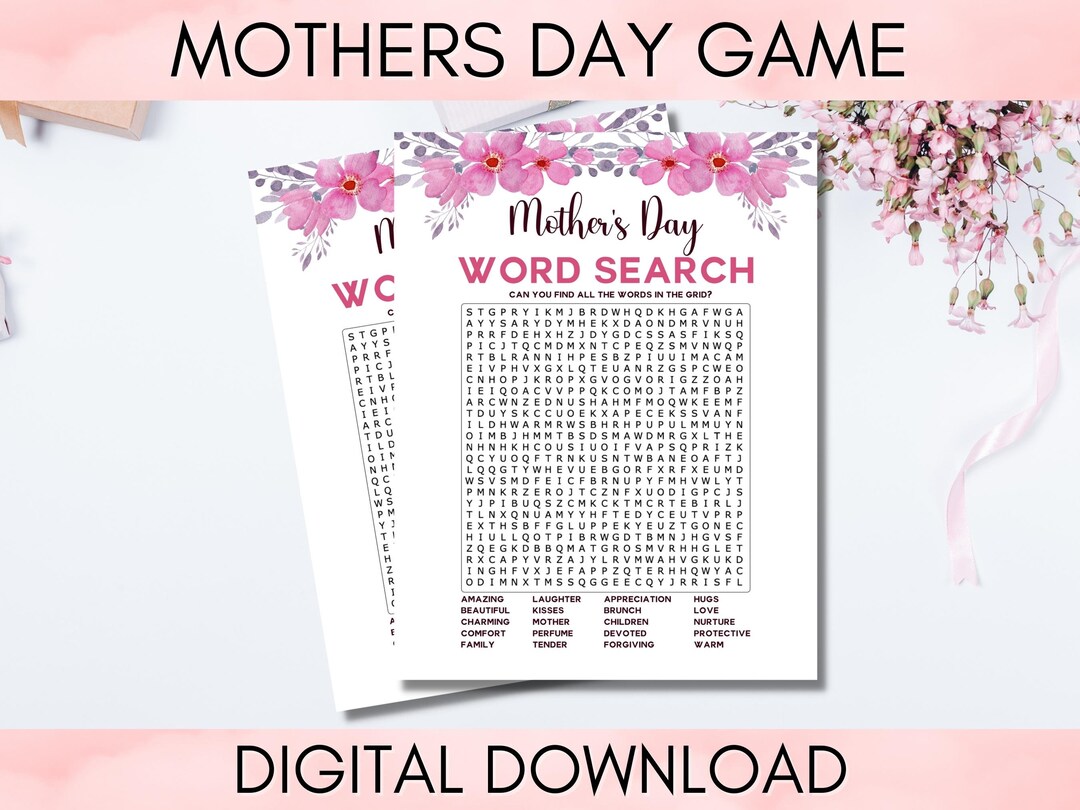 Printable Mother's Day Word Search, Family Game Night, Mothering Sunday ...