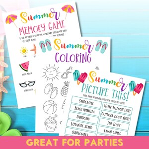 Summer Party Games Bundle, 12 Printable Games and Activities, Pool ...