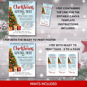 Christmas Giving Tree Gift Tag, Editable Christmas Angel Tree Flyer ...