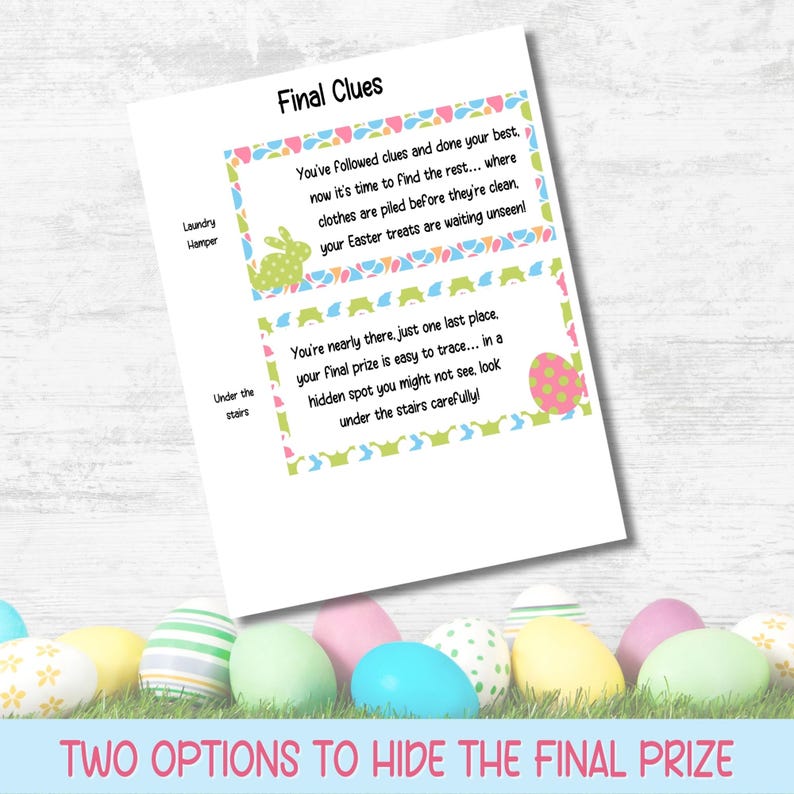 Printable Easter Egg Hunt Clues, 72 Rhyming Indoor Outdoor Game ...