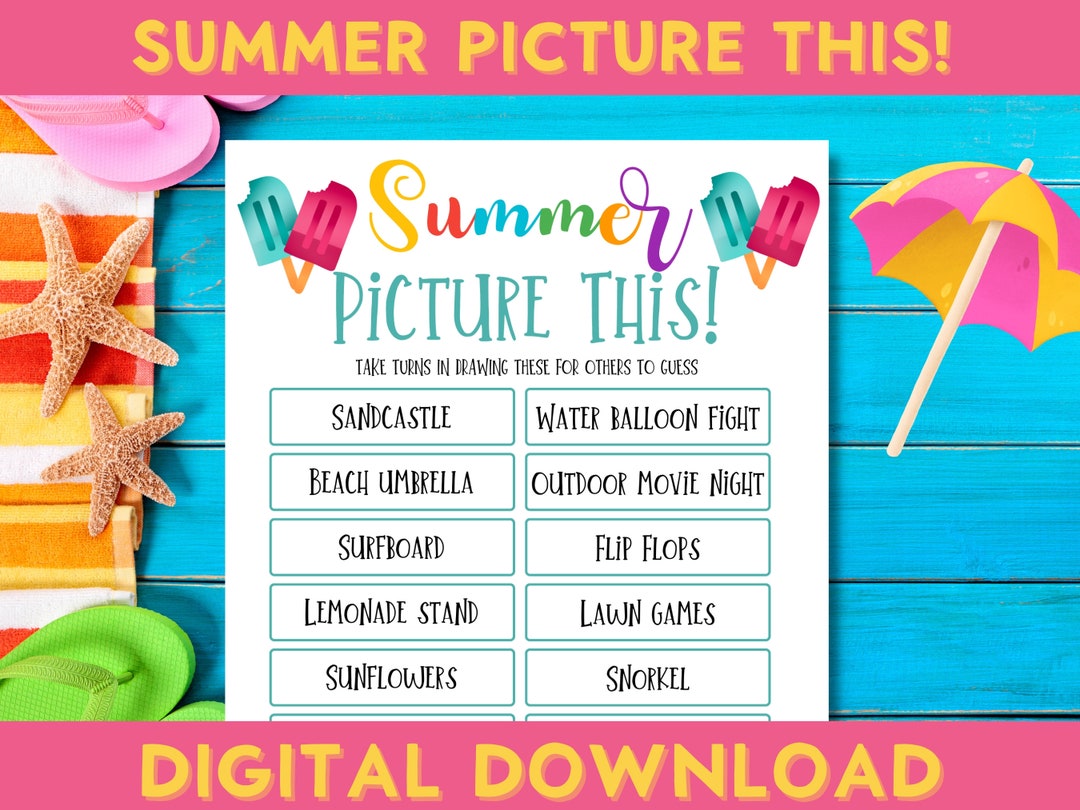 Summer Picture This Game, Printable Activity, Pool Party, Family Fun ...