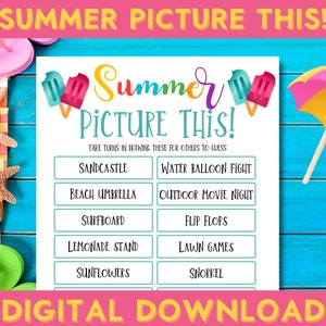 Summer Picture This Game, Printable Activity, Pool Party, Family Fun ...