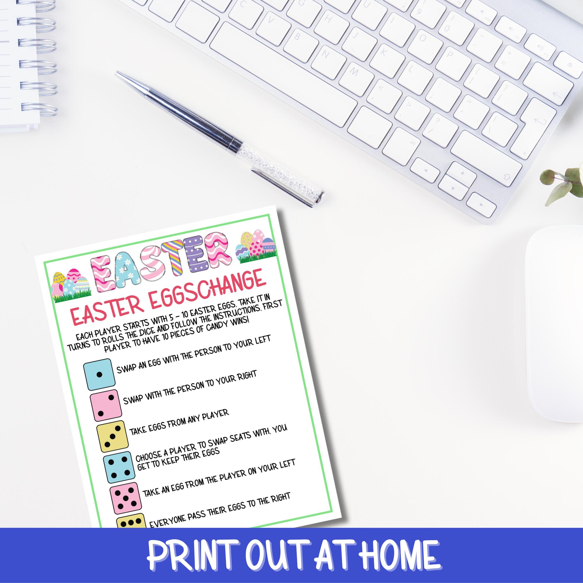 Easter Egg Exchange, Fun Printable Game for Kids & Adults, Instant ...