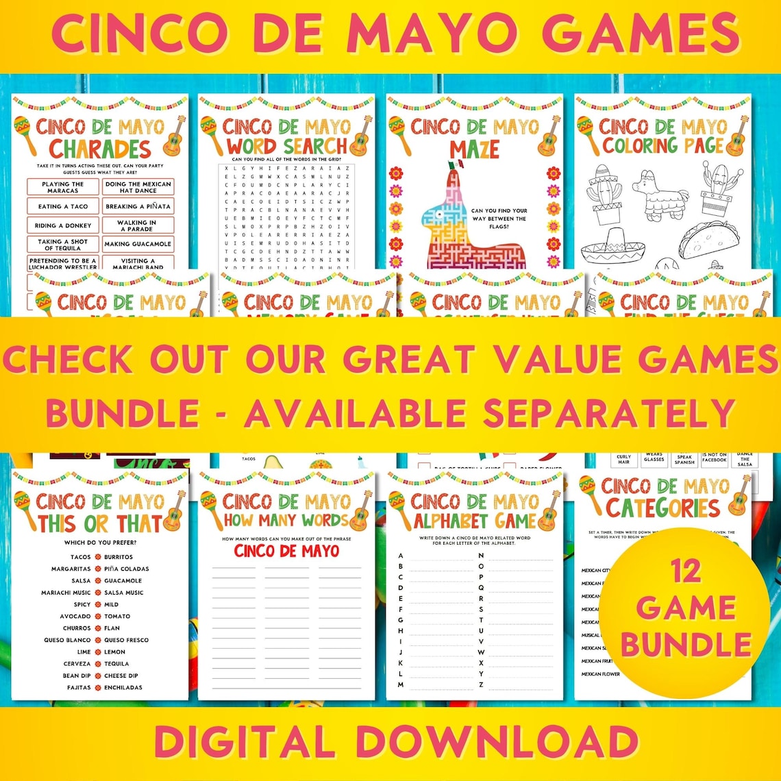 Cinco De Mayo Printable Charades Game Fiesta Party Family - Etsy