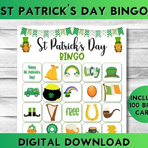 Printable St Patrick's Day Bingo Game, St Paddy's Day, Classroom ...