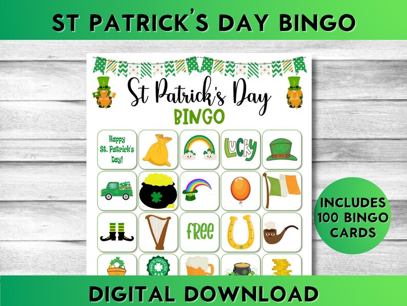 Printable St Patrick's Day Bingo Game St Paddy's Day - Etsy