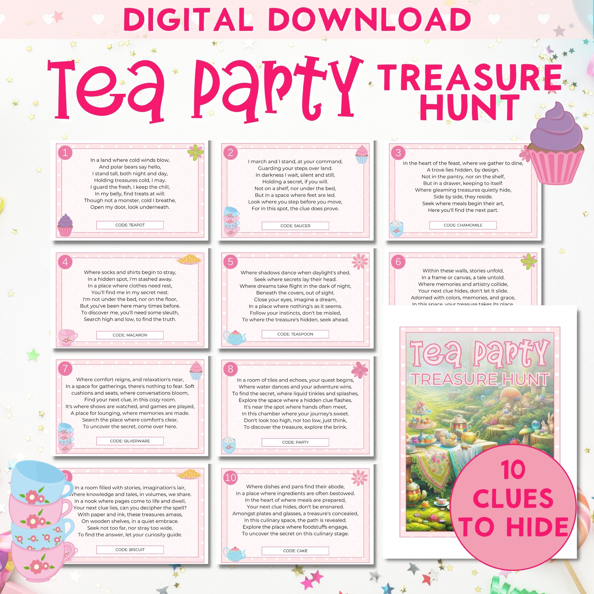 Treasure Hunt for Kids Birthday, Girls Birthday Tea Party, Indoor ...