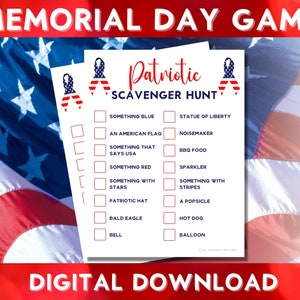 Printable Patriotic Scavenger Hunt Game, Family Fun (PDF) - Etsy