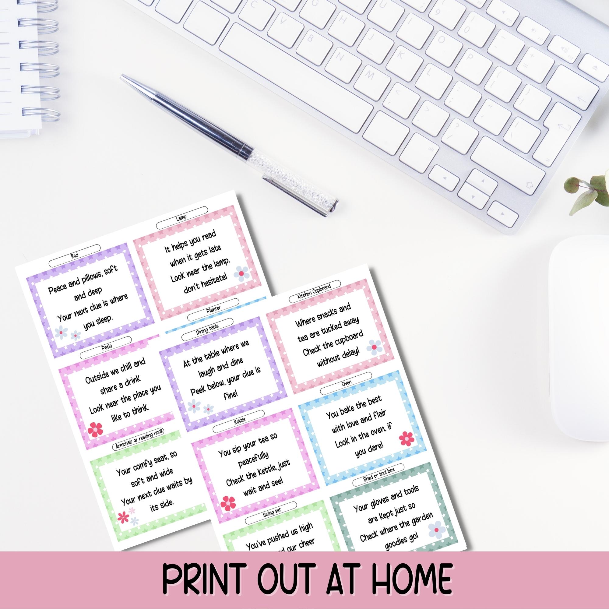 Mother’s Day Scavenger Hunt Printable – 36 Rhyming Clues for Mum – Fun ...