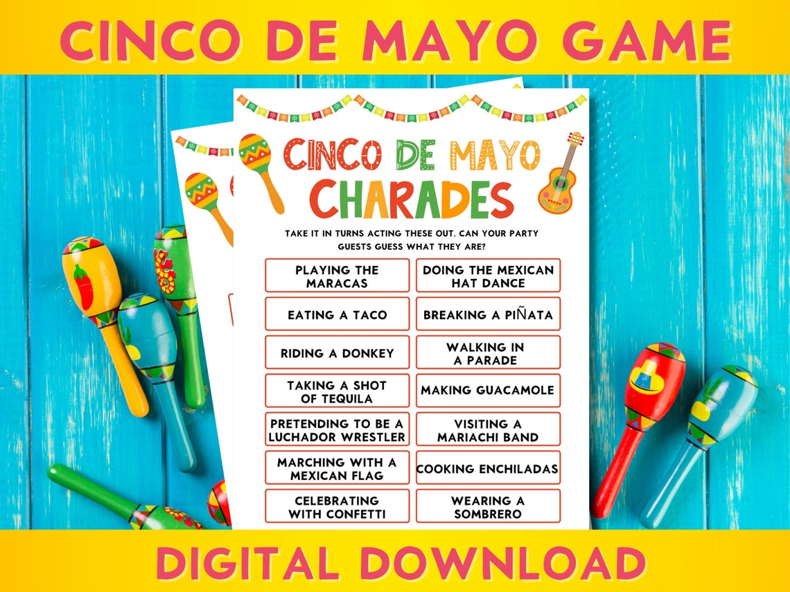 Cinco De Mayo Printable Charades Game Fiesta Party Family - Etsy