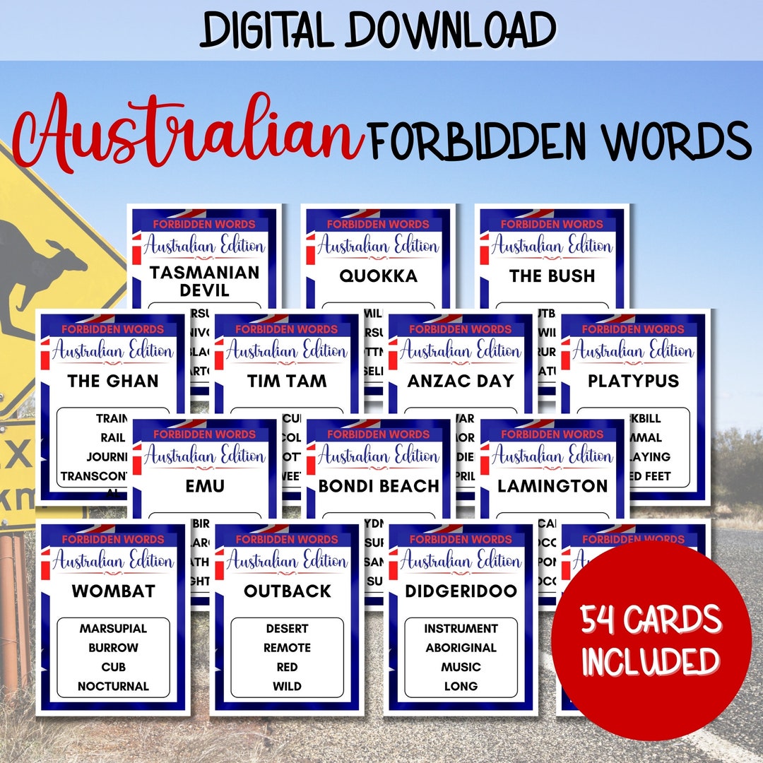 Australia Day Party Game, Forbidden Words, Australia Themed Games ...