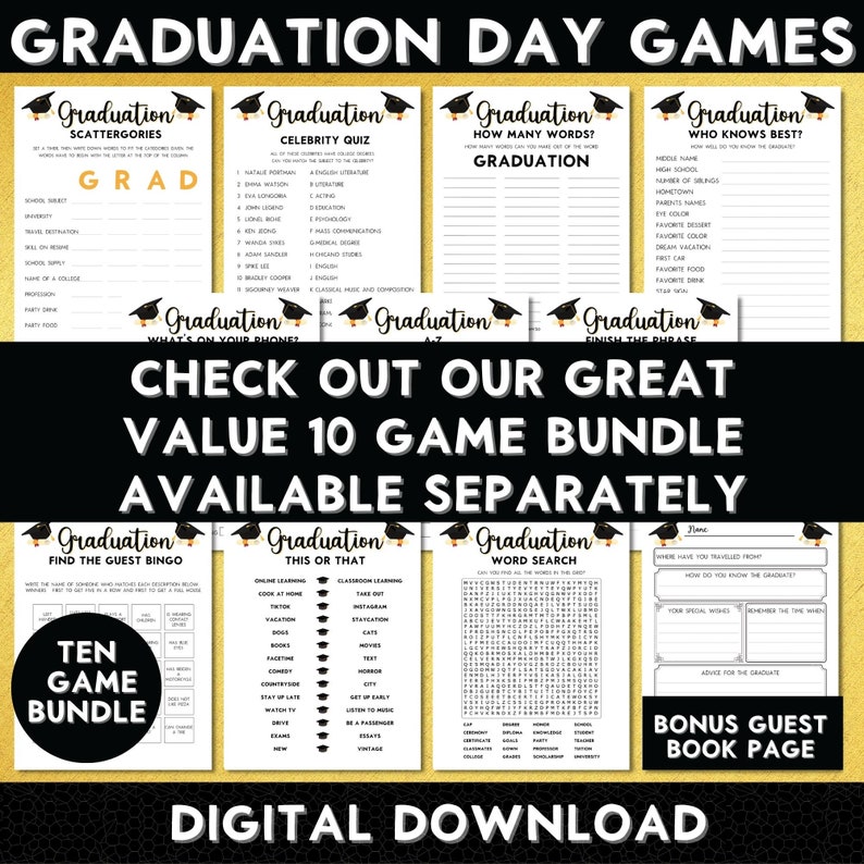 Graduation A-Z Word Game, Printable Party Game (digital Download) - Etsy
