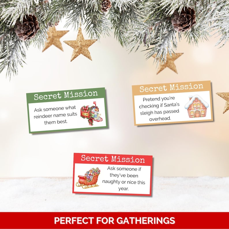 Christmas Secret Mission Dinner Game, 60 Printable Cards + Blank ...