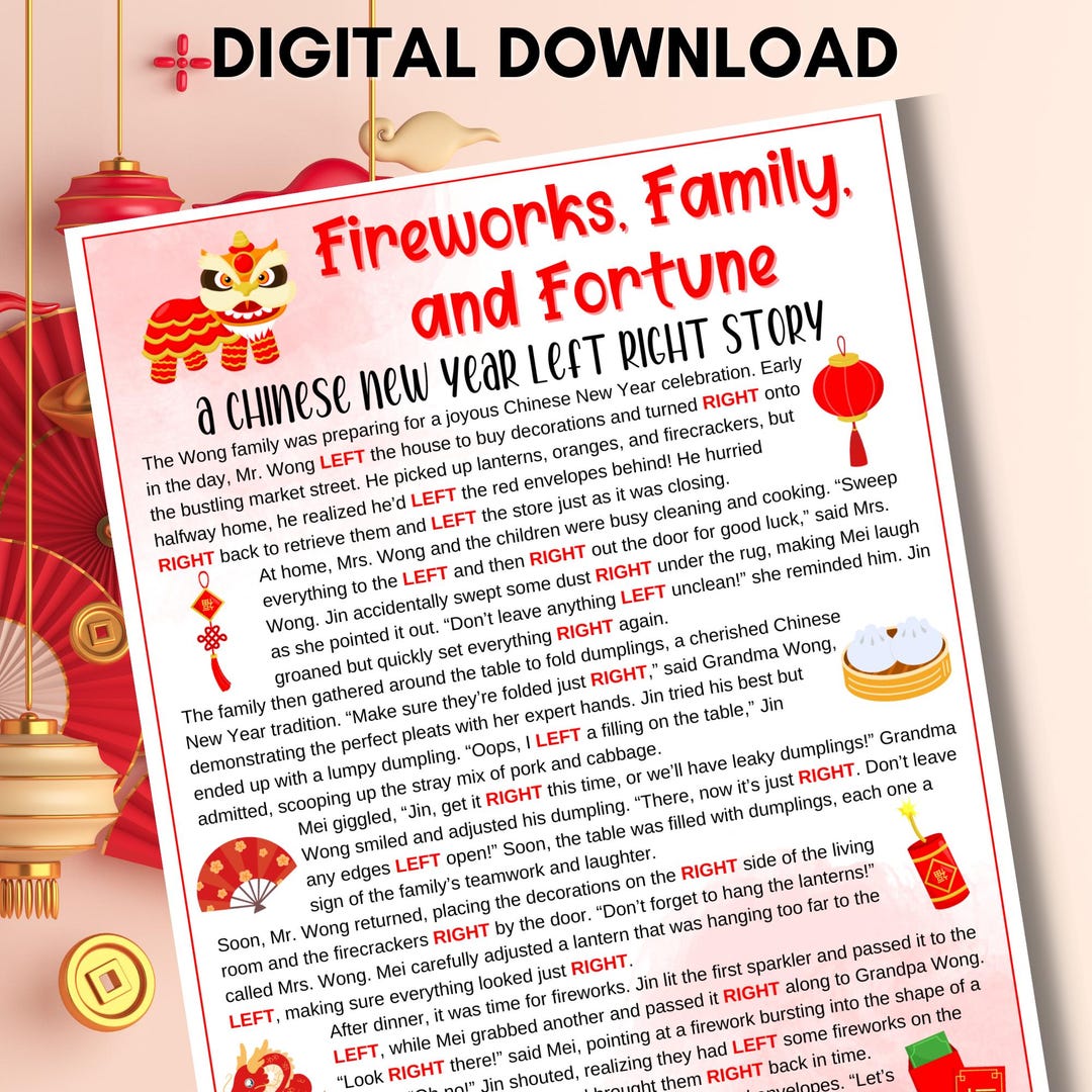 Chinese New Year Left Right Game, Family Activity (PDF) - Etsy
