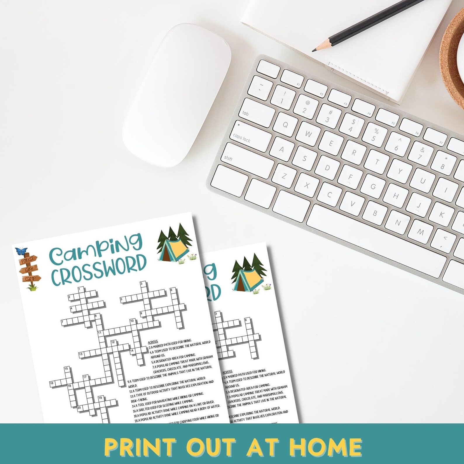 Camping Crossword Puzzle Printable Camping Trip Game Summer - Etsy