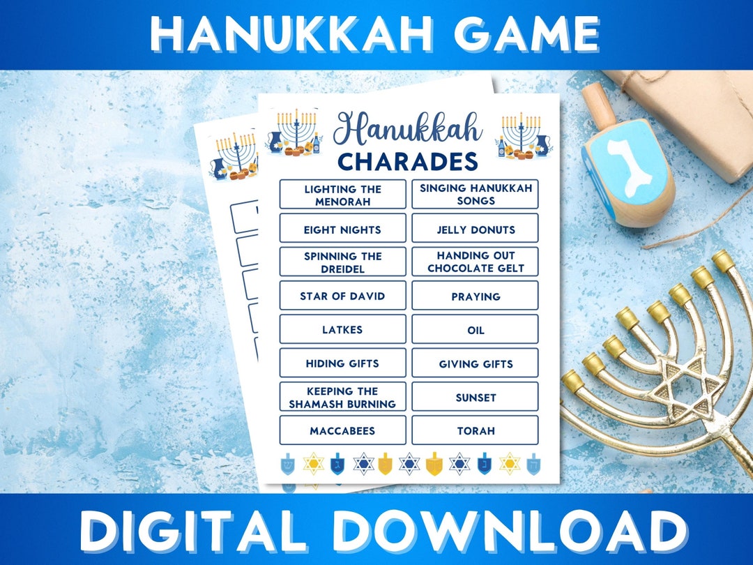 Printable Hanukkah Charades Game, Digital Download, Party Game ...
