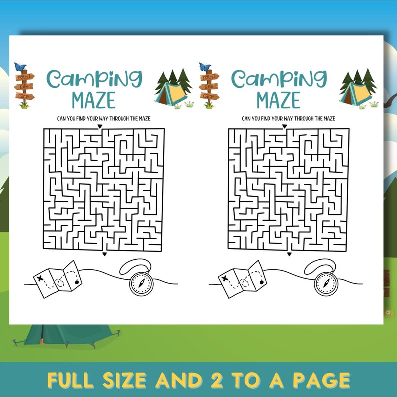 Camping Maze Puzzle Printable Camping Trip Game Summer Camp - Etsy