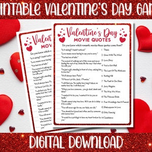 Printable Valentine's Day Movie Quotes Party Game, Instant Download - Etsy