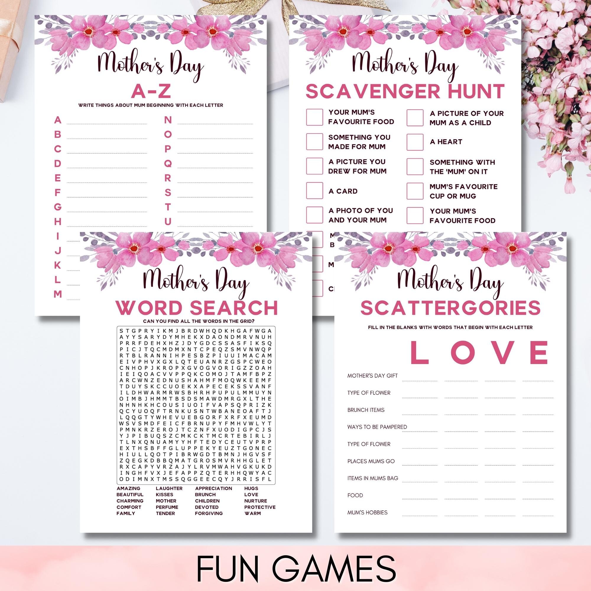 Printable Mother's Day Games Bundle Mother's Day - Etsy