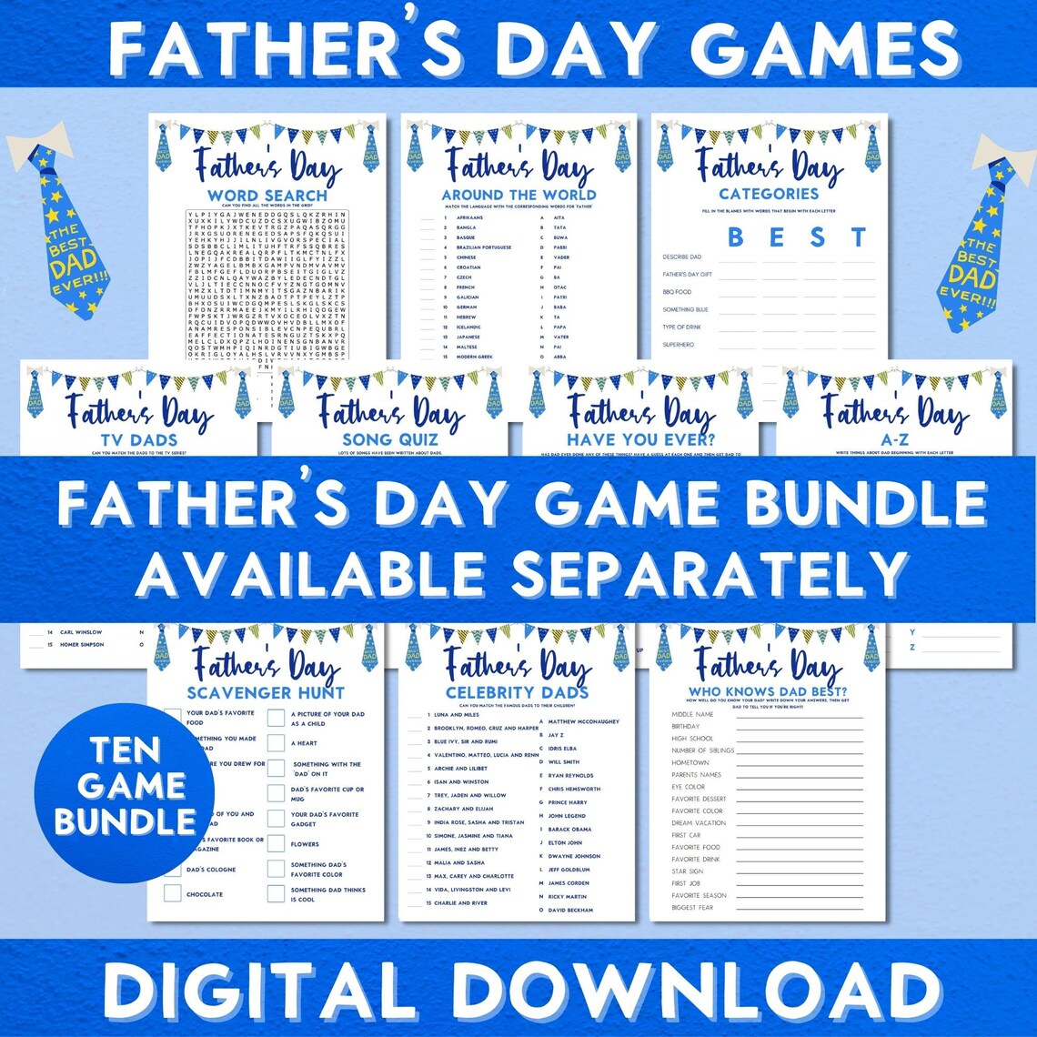 Printable Father's Day Game Father's Day Scavenger - Etsy