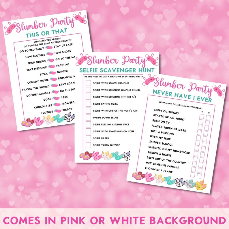 Printable Slumber Party Games And Activities Bundle 10 Games Etsy