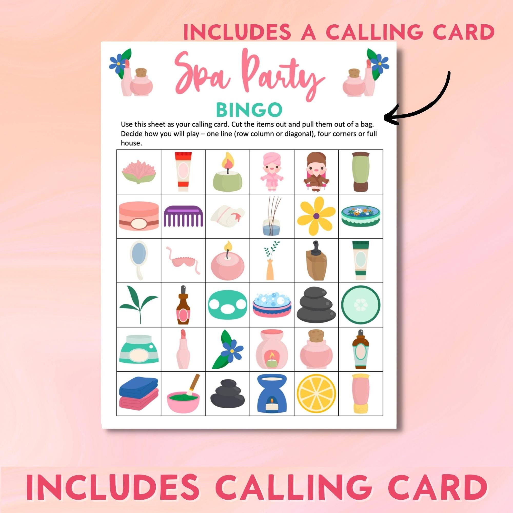 Printable Spa Party Bingo Game, Pamper Party, Girls Birthday Party ...