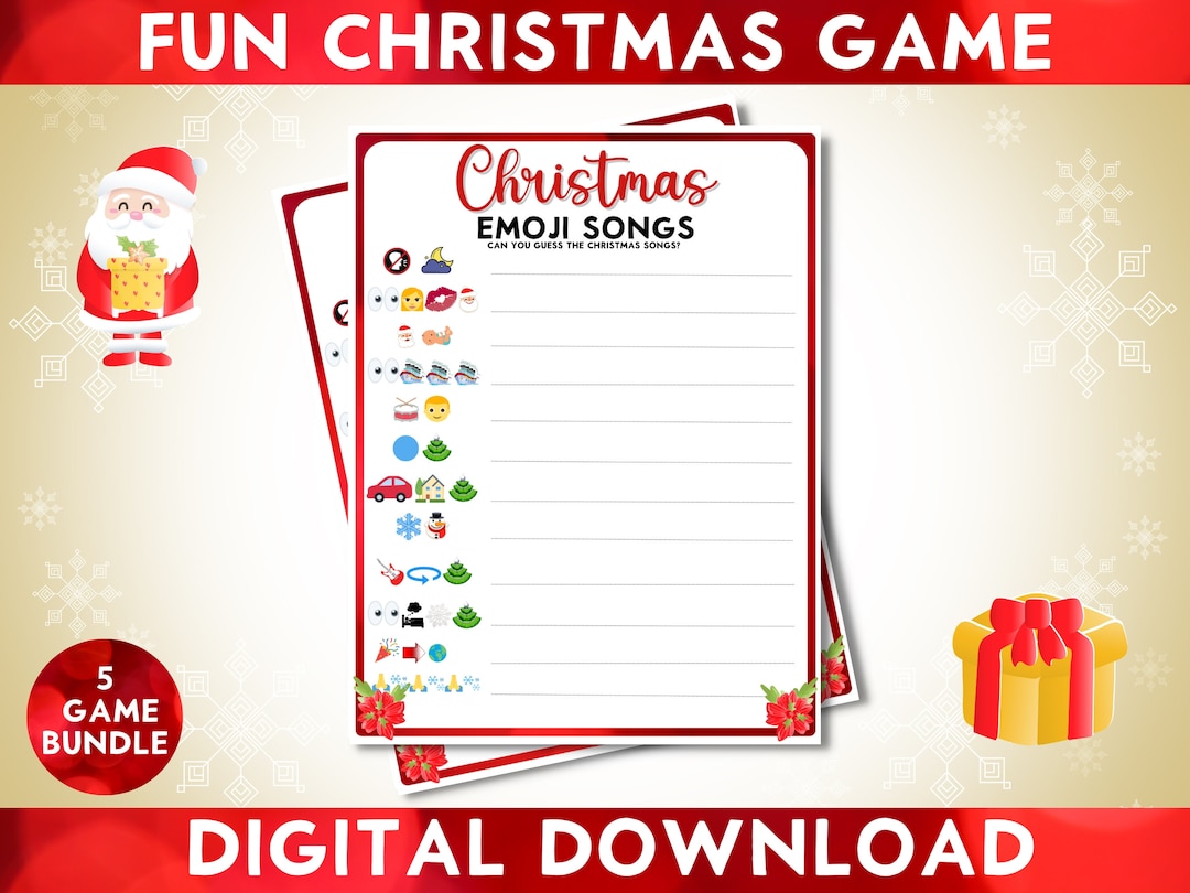 Christmas Emoji Songs Printable Game, Digital Download, Party Game ...