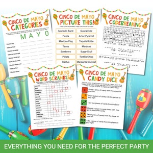 Cinco De Mayo Games Bundle, Fiesta Party, Family Game Night, Mexican ...