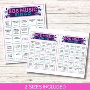 80s Music Bingo, 100 Printable Bingo Cards, Fun Party Game, Digital ...