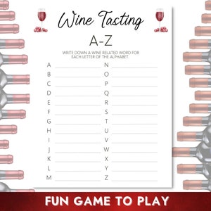 Wine Party A-Z Alphabet Game, Printable Game, Bachelorette Party ...